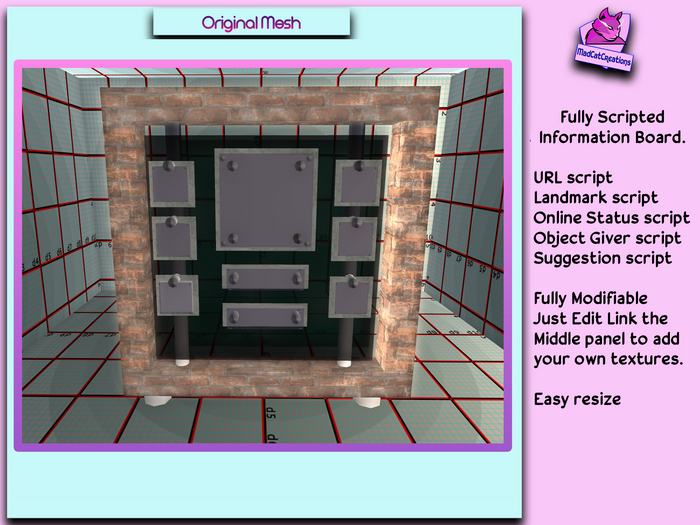 Second Life Marketplace - MCC - Information Board - Brick w scripts